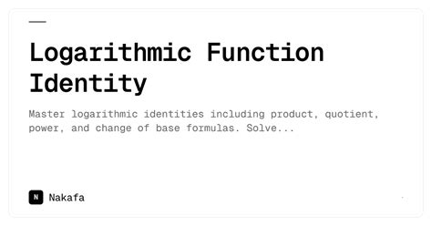 Logarithmic Function Identity Functions And Their Modeling Mathematics Grade 11 High School