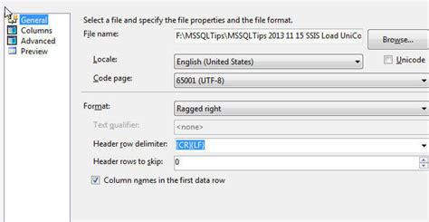 Import UTF Unicode Special Characters With SSIS