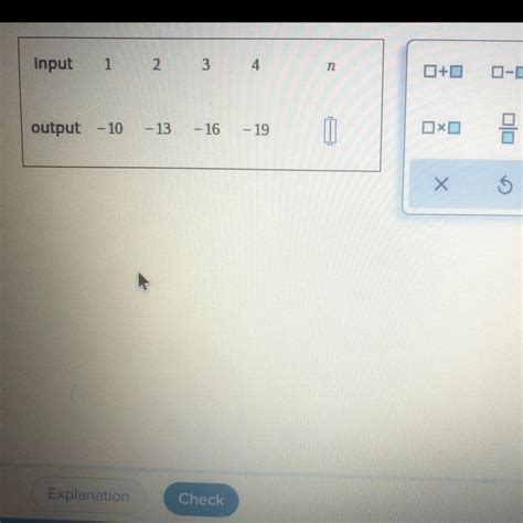 a table of values of a linear function is shown below find the output when the input is n type