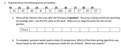 solved 3 [3 points] given the following array of numbers