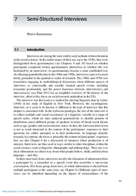 Pdf Semi Structured Interviews