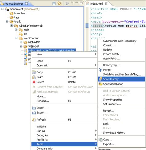 tutoriel subversion n°6 suivi des modifications svn avec eclipse