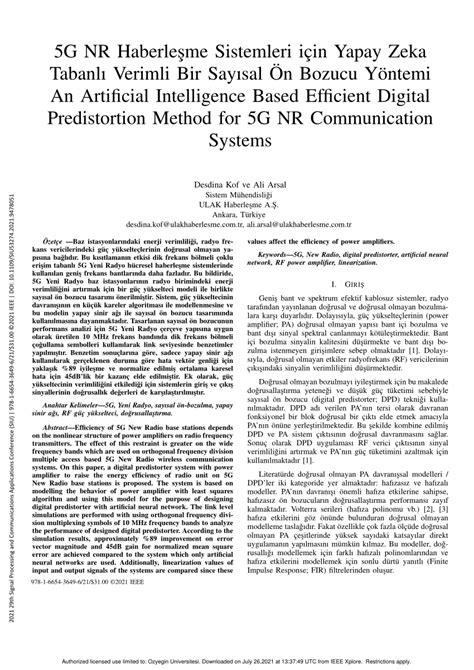 Pdf An Artificial Intelligence Based Efficient Digital Predistortion