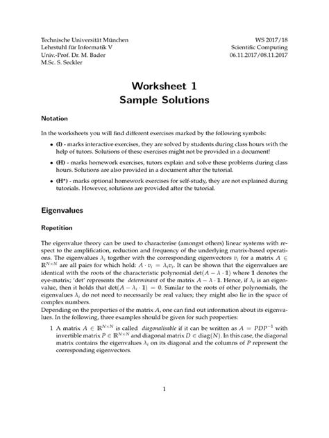 Blatt1 Solution Pdf Eigenvalues And Eigenvectors Matrix Mathematics