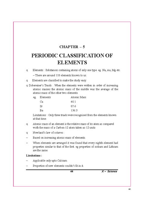 Chemistry Notes Periodic Classification Of Elements AK CHAPTER PERIODIC CLASSIFICATION