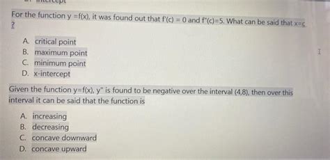 Solved Cpe For The Function Y Fx It Was Found Out That