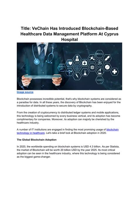 Blockchain System In Healthcare Vechain Introduced Data Management