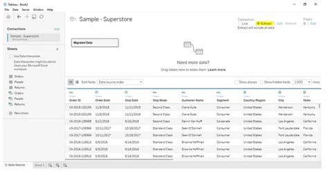 Connecting Data Source With Live And Extract In Tableau By