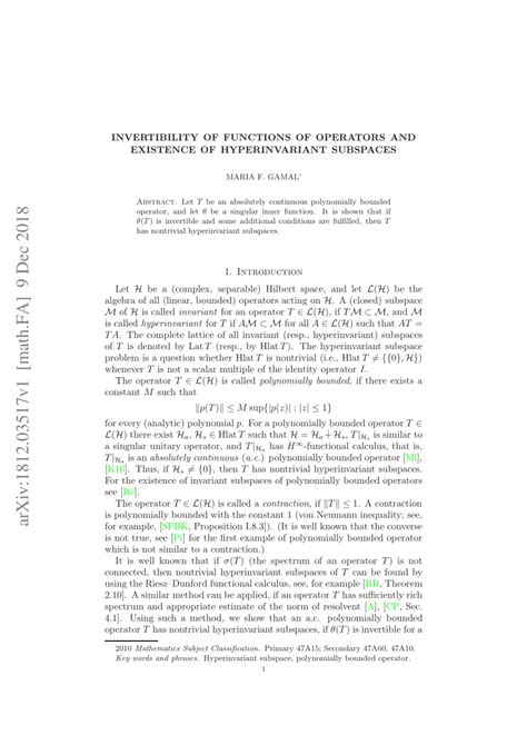 pdf invertibility of functions of operators and existence of