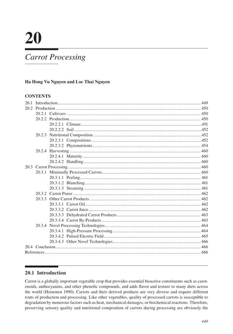 pdf carrot processing handbook of vegetable preservation and