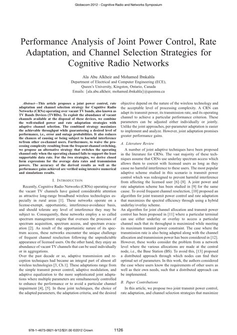 Pdf Performance Analysis Of Joint Power Control Rate Adaptation And