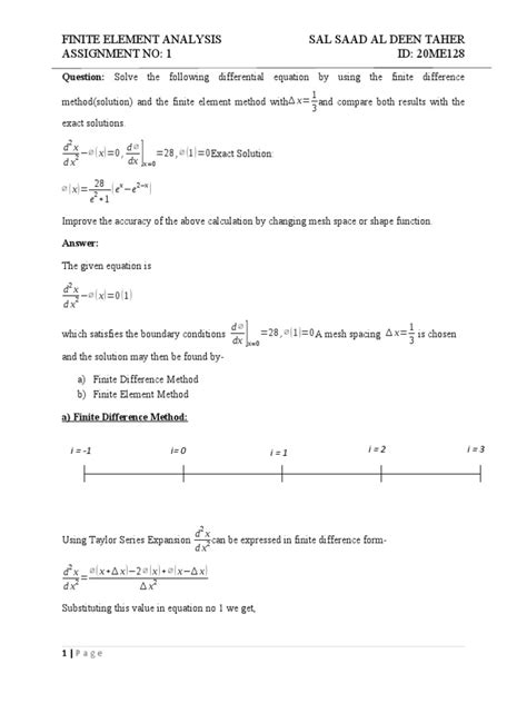 finite element analysis sal saad al deen taher assignment no 1 id