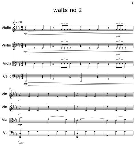 Walts No 2 Sheet Music For Violin Viola Cello