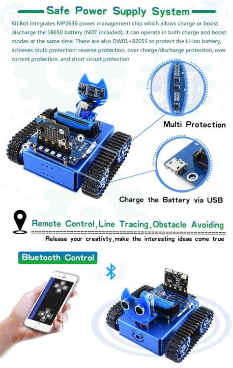 Waveshare KitiBot Tracked Robot Building Kit For Micro Bit Robot Building Kit Micro