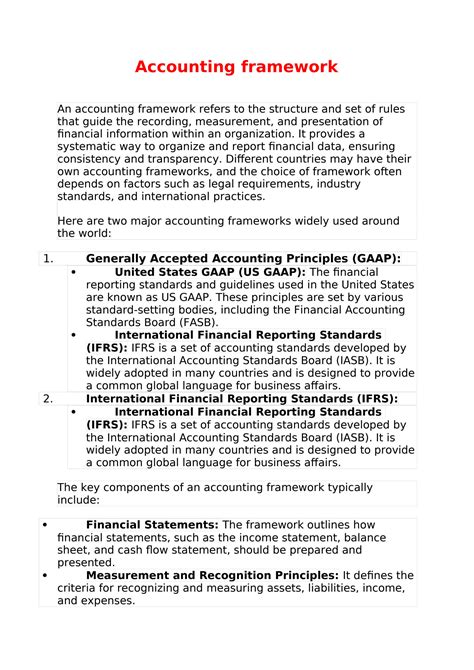 Solution Accounting Framework Studypool