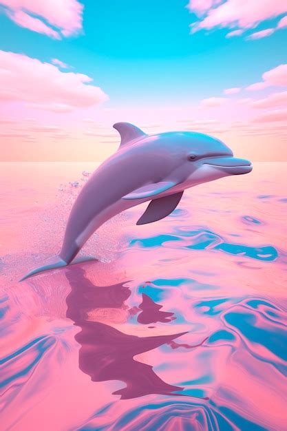 Rosa Schöner Delphin Lächelnd Ki Generiertes Bild