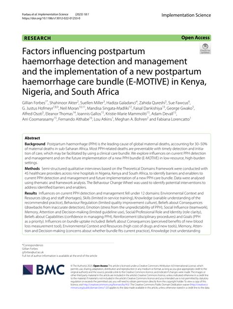 Pdf Factors Influencing Postpartum Haemorrhage Detection And Management And The Implementation