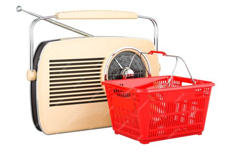 Premium Photo Digital Receiver Radio With Shopping Basket 3d