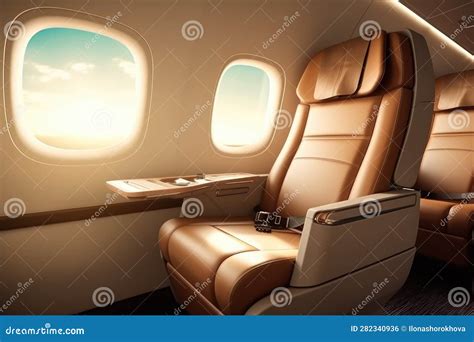Airplane First Class Interior View Ai Generated Stock Illustration