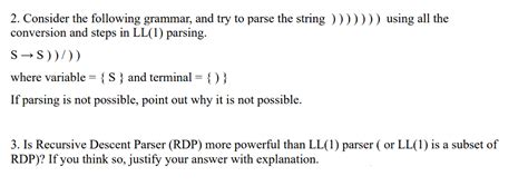 Answered 2 Consider The Following Grammar And Bartleby