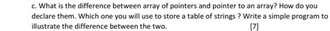 Solved C What Is The Difference Between Array Of Pointers Chegg