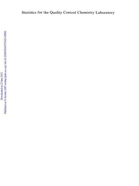 Statistics For The Quality Control Chemistry Laboratory Pdf Document Intellectual Works