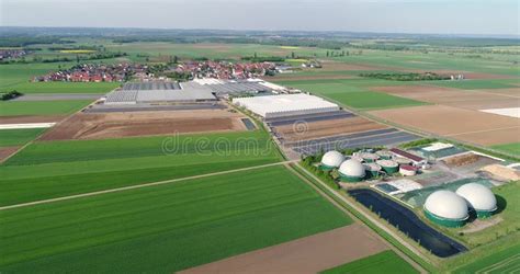 Camera Flight Over Biogas Plant from Pig Farm. Renewable Energy from ...