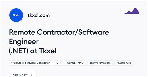 Tkxel Hiring Contractorsoftware Engineer Net • Remote Work From