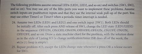 solved the following problems assume external leds led1