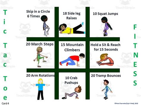 pe activity tic tac toe fitness by teach simple