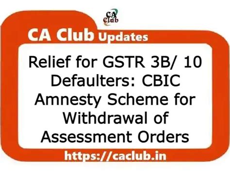 CBIC Amnesty Scheme For Withdrawal Of Best Judgement Assessement Orders FinTax Blog