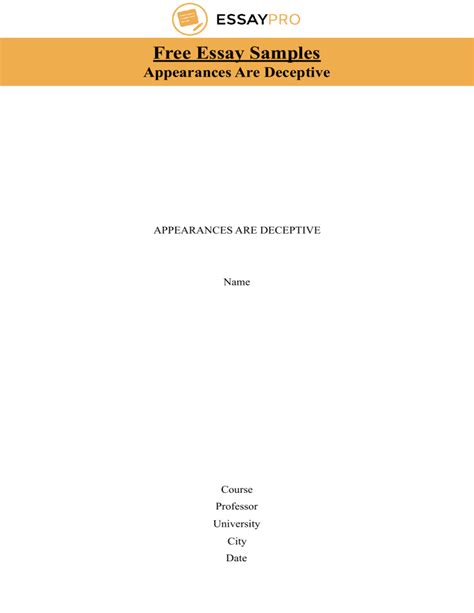 Appearances Are Deceptive Essay Sample