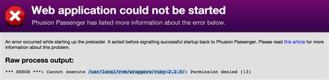 Ruby On Rails Passengerrvm Permission Denied 13 Stack Overflow