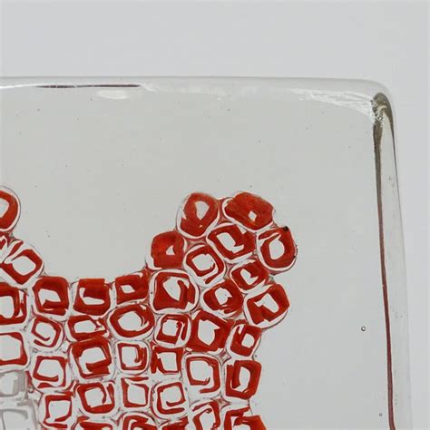 Venini Murano Glass Book Ends With Red And White Murrine Italy 1969