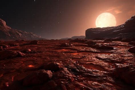 Premium Photo Mars Landscape With Craters And Red Rocky Surface