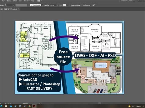 Redraw Floor Plan In Autocad Illustrator Revit Upwork