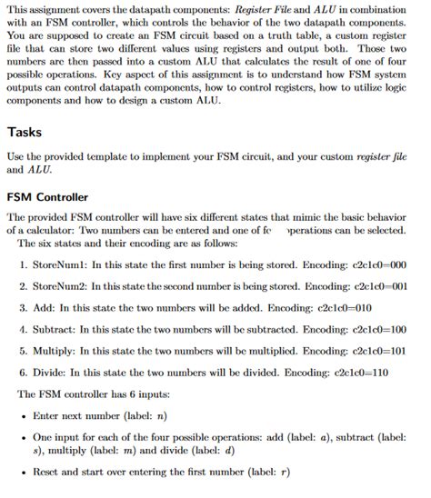 Solved This Assignment Covers The Datapath Components