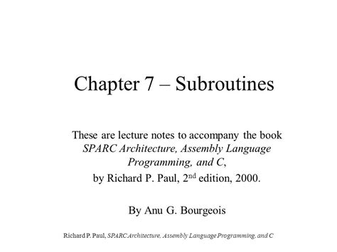 Richard P Paul Sparc Architecture Assembly Language Programming And