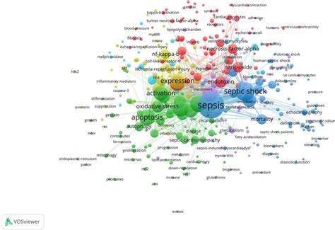 vosviewer visualization map of keywords clustering analysis related to