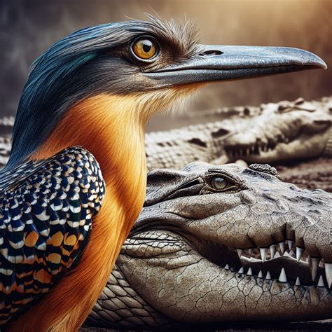 Download Ai Generated Crocodile Crocodile Guardian Bird Royalty Free Stock Illustration Image
