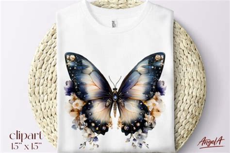 Floral Butterfly Clipart Gem Butterfly Graphic By Angel A · Creative