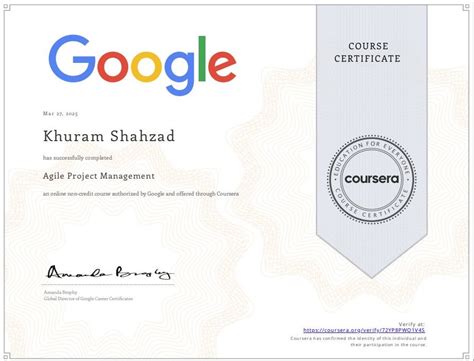 Happy To Share My Agile Project Management Certifiacate Of Completion Khuram Shahzad
