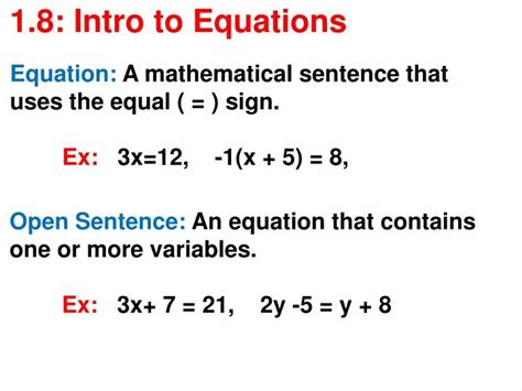 PPT 1 8 Intro To Equations PowerPoint Presentation Free Download ID 2833478