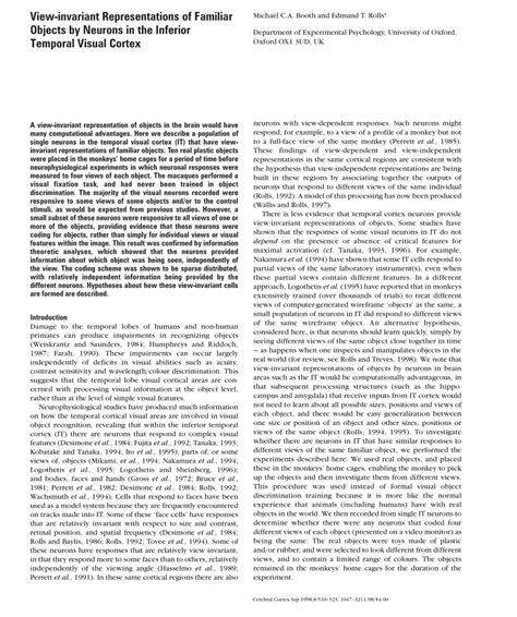 (PDF) View-invariant representations of familiar objects by neurons in the inferior temporal ...