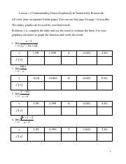 Calculus Les Understanding Limits Graphically Numerically Hwk Pdf Lesson