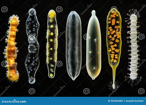 Sequence Of Evolving Bacteria Showcasing Diverse Shapes And Structures