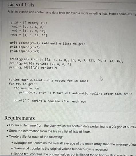 Solved A List In Python Can Contain Any Data Type Or Even A