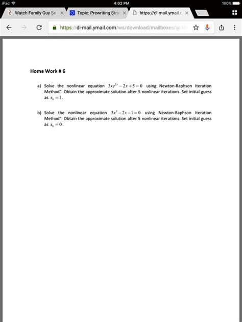 solved use newton raphaon iteration to solve the following equations 4
