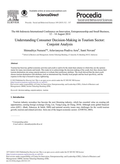 Pdf Understanding Consumer Decision Making In Tourism Sector