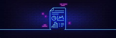 Report Document Line Icon Column Graph Sign Neon Vector Image